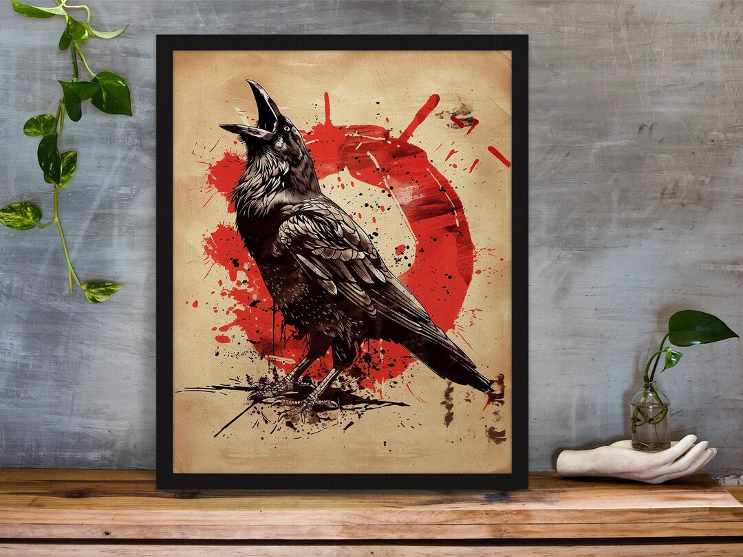 Crow Gift for Her Dark Crow Art Print Physical Corvus Art Decor Raven ...