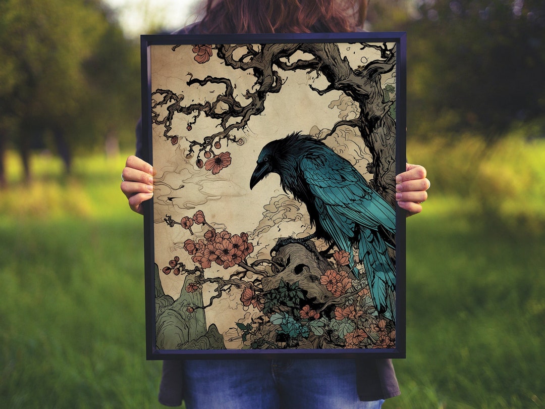 Crow Gift for Her Moody Raven Wall Art Corvus Art Decor Raven Printable ...