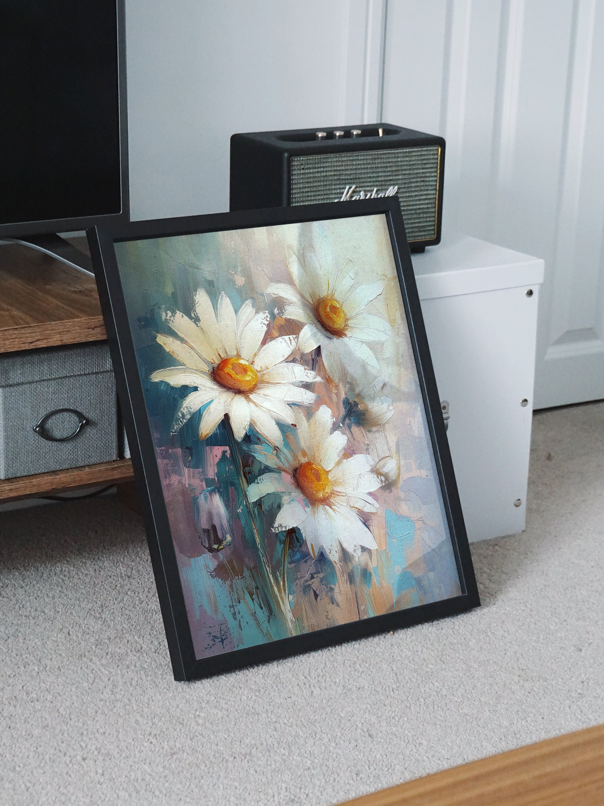 Daisy Art Gift for Him Abstract Daisy Art Decor Gift for Them Digital ...