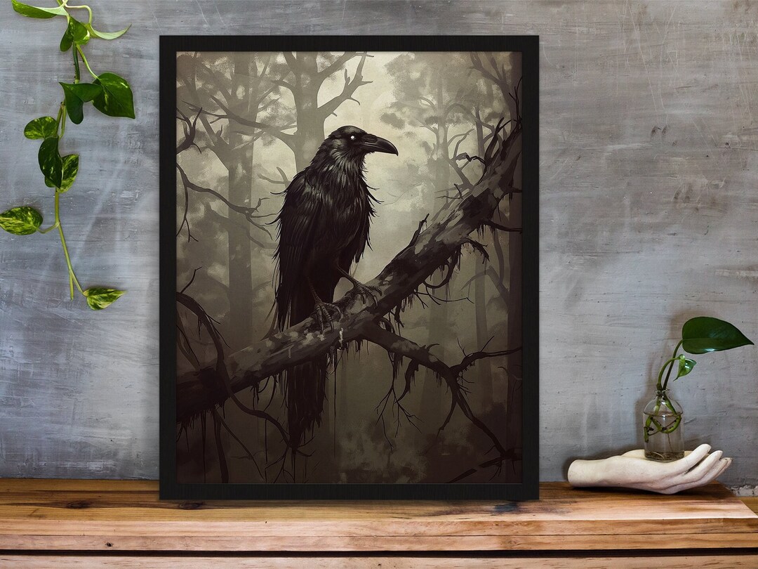 Crow Gift for Her Dark Crow Art Print Corvus Art Decor Raven Printable ...