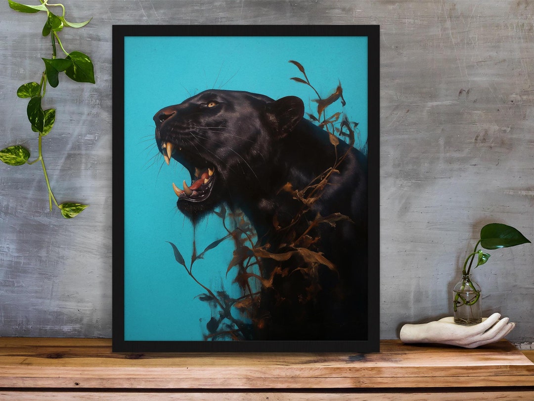 Printable Wildcat Panther Gift for Her, Royal Predator Decor, Oil Noble ...