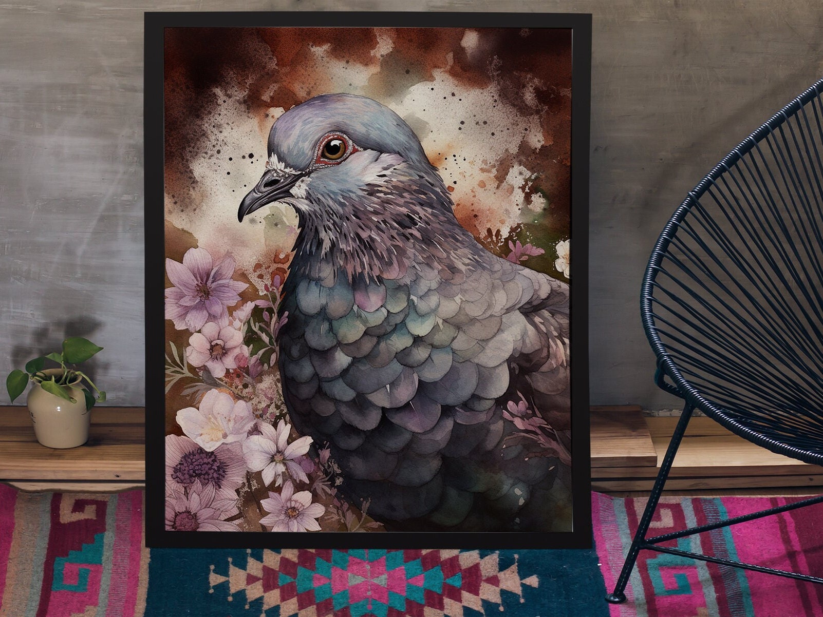 Printable Pigeon Art Pigeon Portrait Art Pigeon Digital Art - Etsy