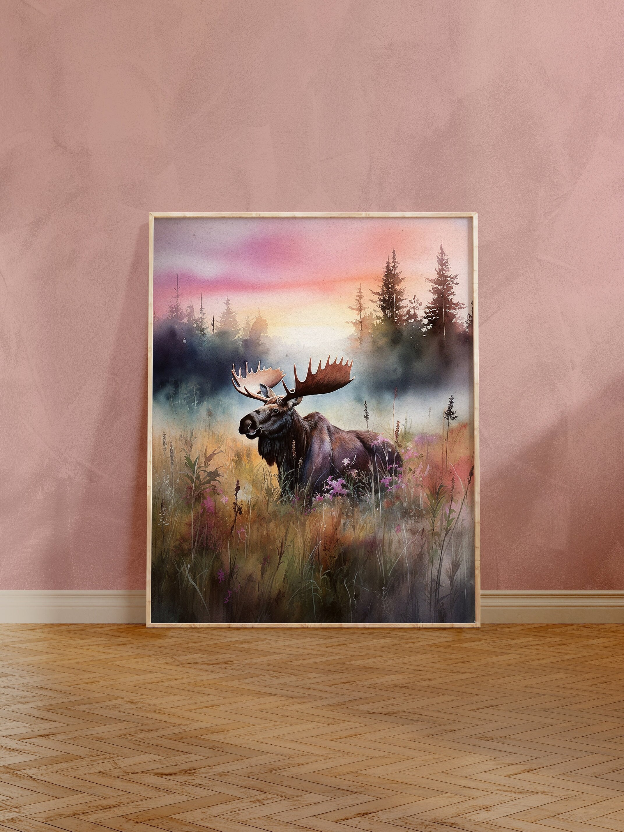 Moose Physical Art Print Moose Wall Art Decor Digital Moose Art Decor ...