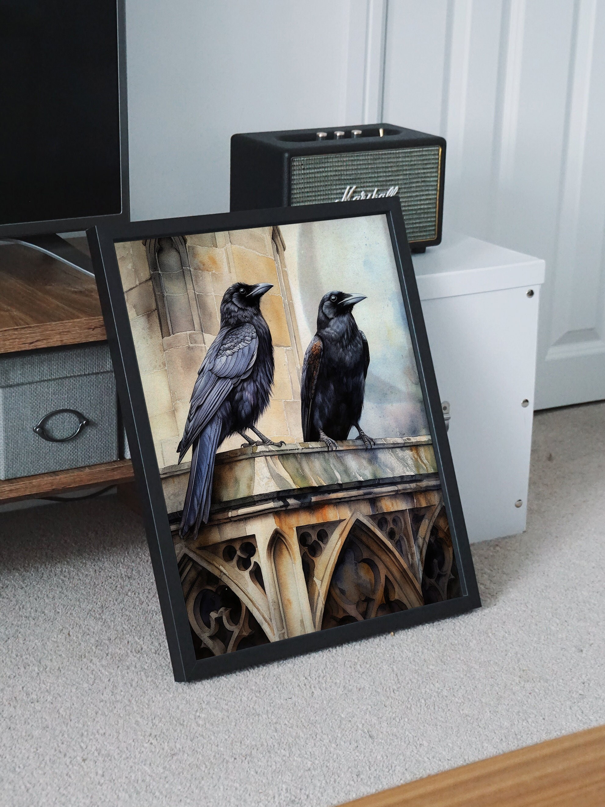 Crow Art Gift for Her Raven Wall Art Decor Gift Dark Crow Art Print ...