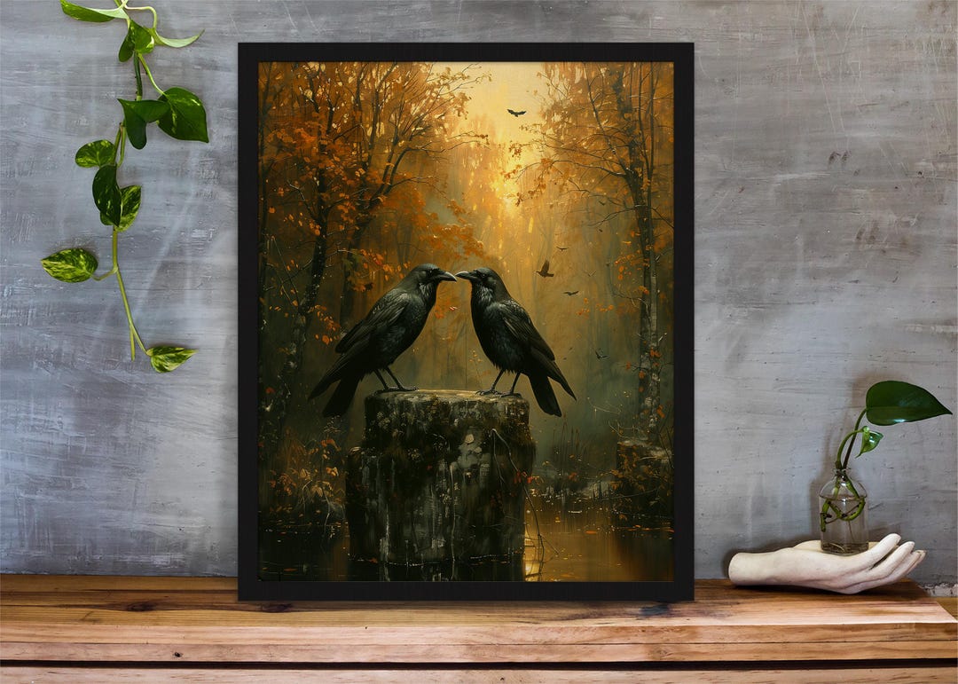 Crow Gift for Him Dark Crow Art Print Raven Printable Gift for Her ...