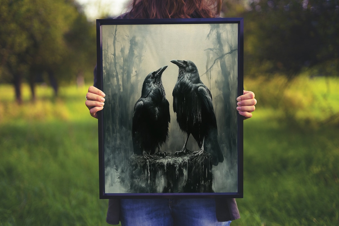 Crow Gift for Him Corvus Art Decor Raven Giclee Gift for Her Raven Wall ...