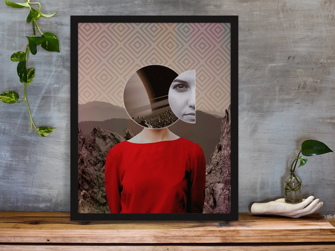 Surrealism Gift for Him Space Collage Gift for Her Weird Art Gift for ...