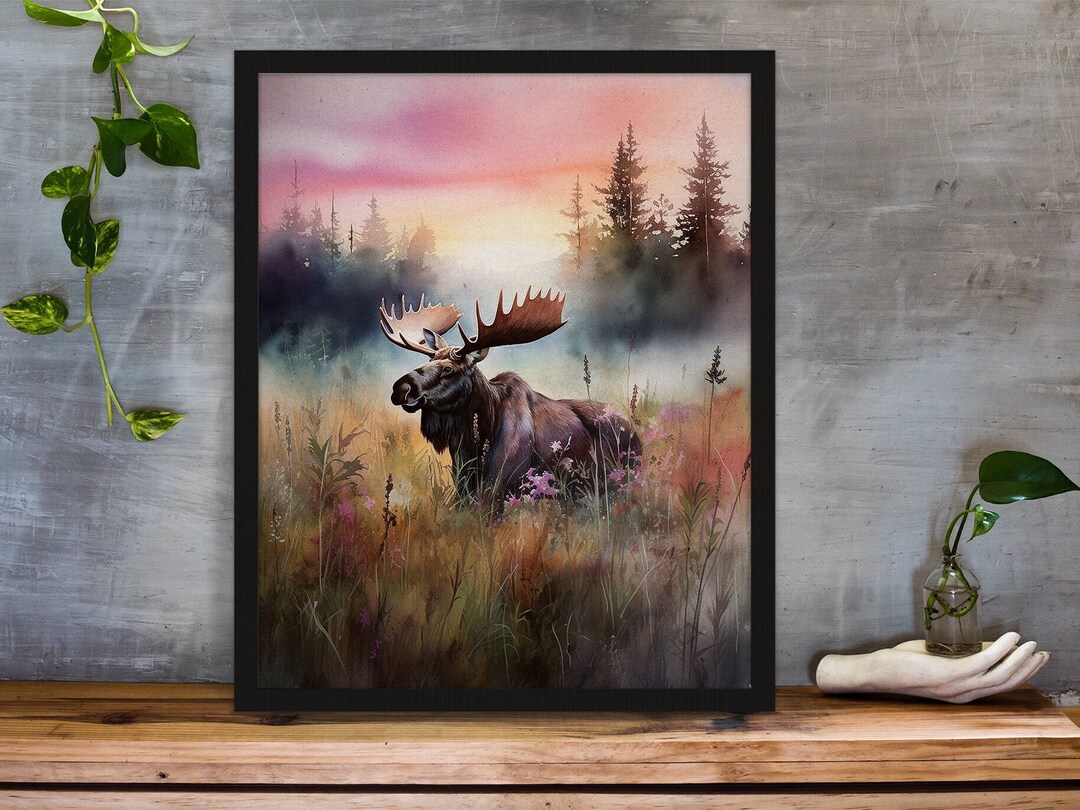Moose Wall Art Decor Printable Moose Art Print Moose Gift for Her ...