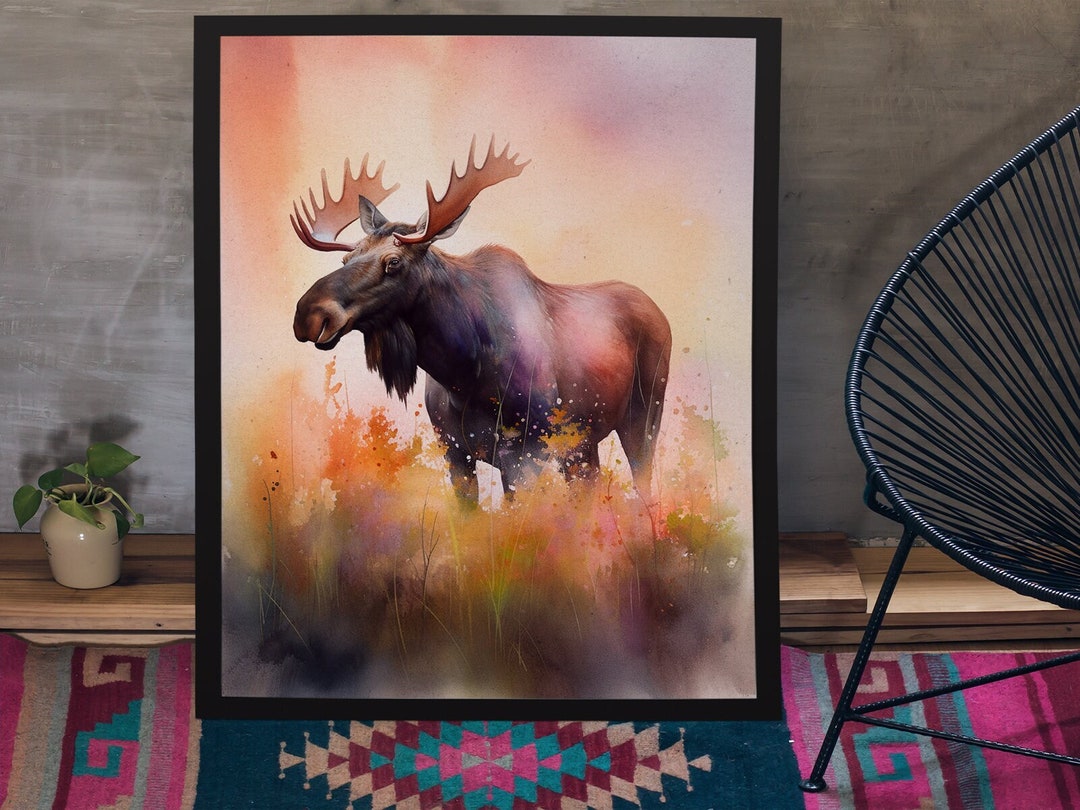 Printable Moose Art Majestic Moose Decor Digital Moose Art Print ...