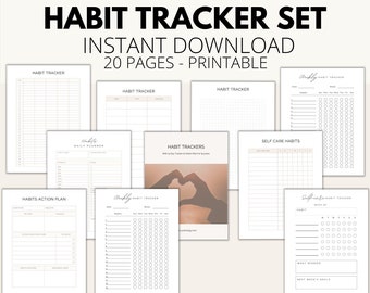 Monthly Habit Tracker, Printable, Digital, Target Goals, Minimalistic ...