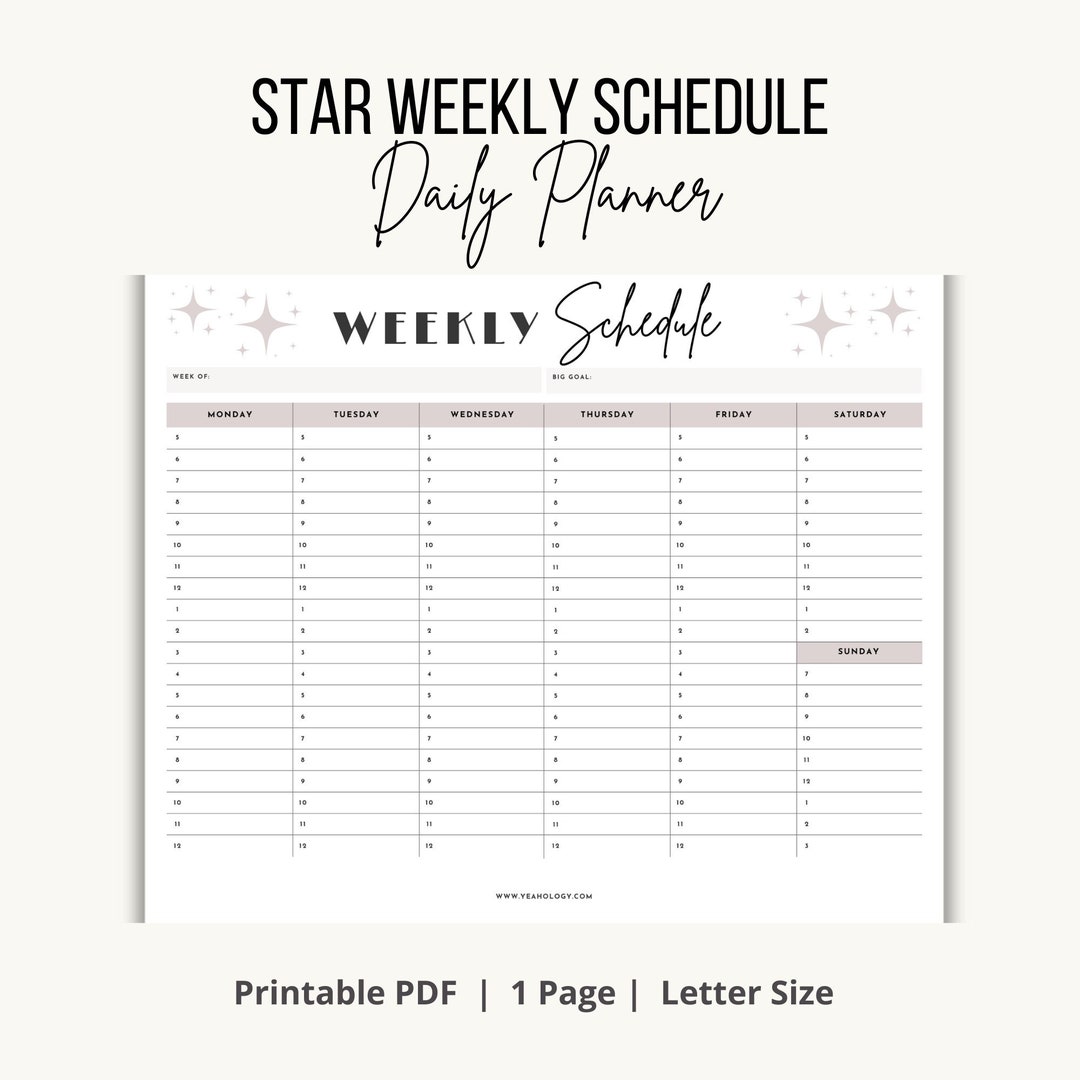 Star Printable Calendar - Etsy