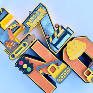 Construction Party Decor 3D Letters Construction Party Decor Construction Birthday Banner ...