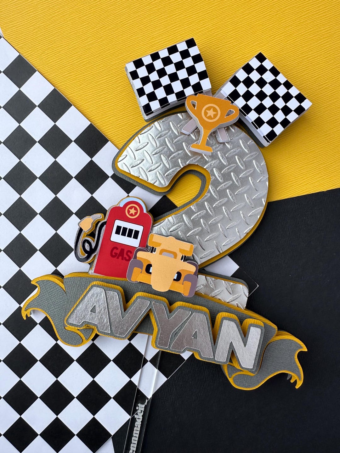 Two Fast Cake Topper Race Car Party Theme Two Fast Too Curios Two Fast Party Decor Vintage Race ...