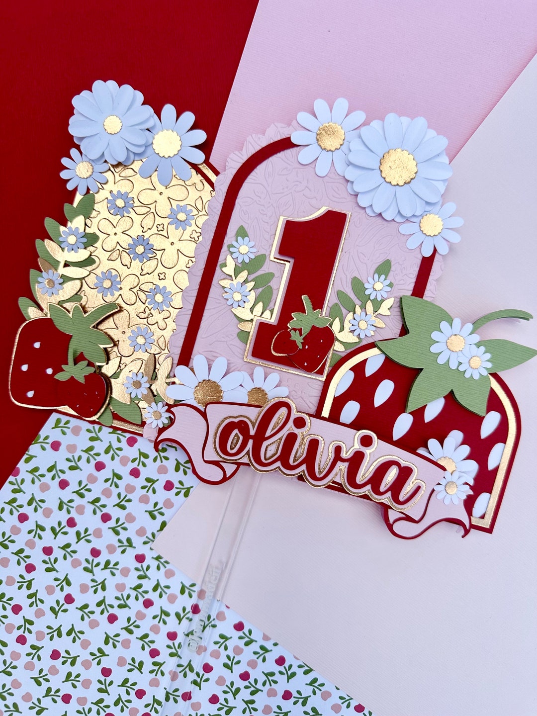 Strawberry Cake Topper Strawberry Theme Party Strawberry Party Berry ...
