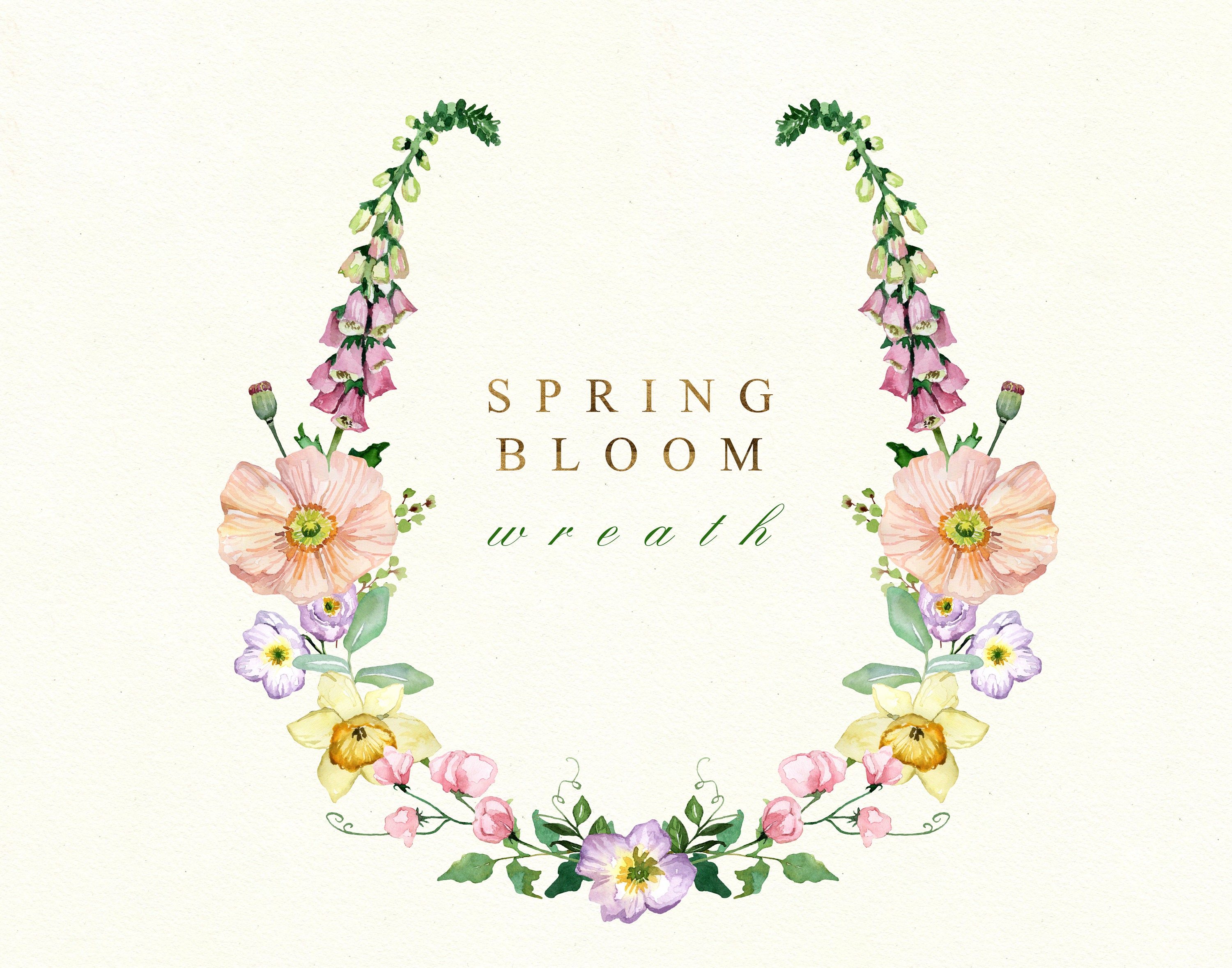 Watercolor Spring Floral Wreath Png Bright Spring Summer - Etsy