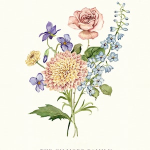 Birth Flower Family Bouquet Custom Digital Print Personalized Gift ...