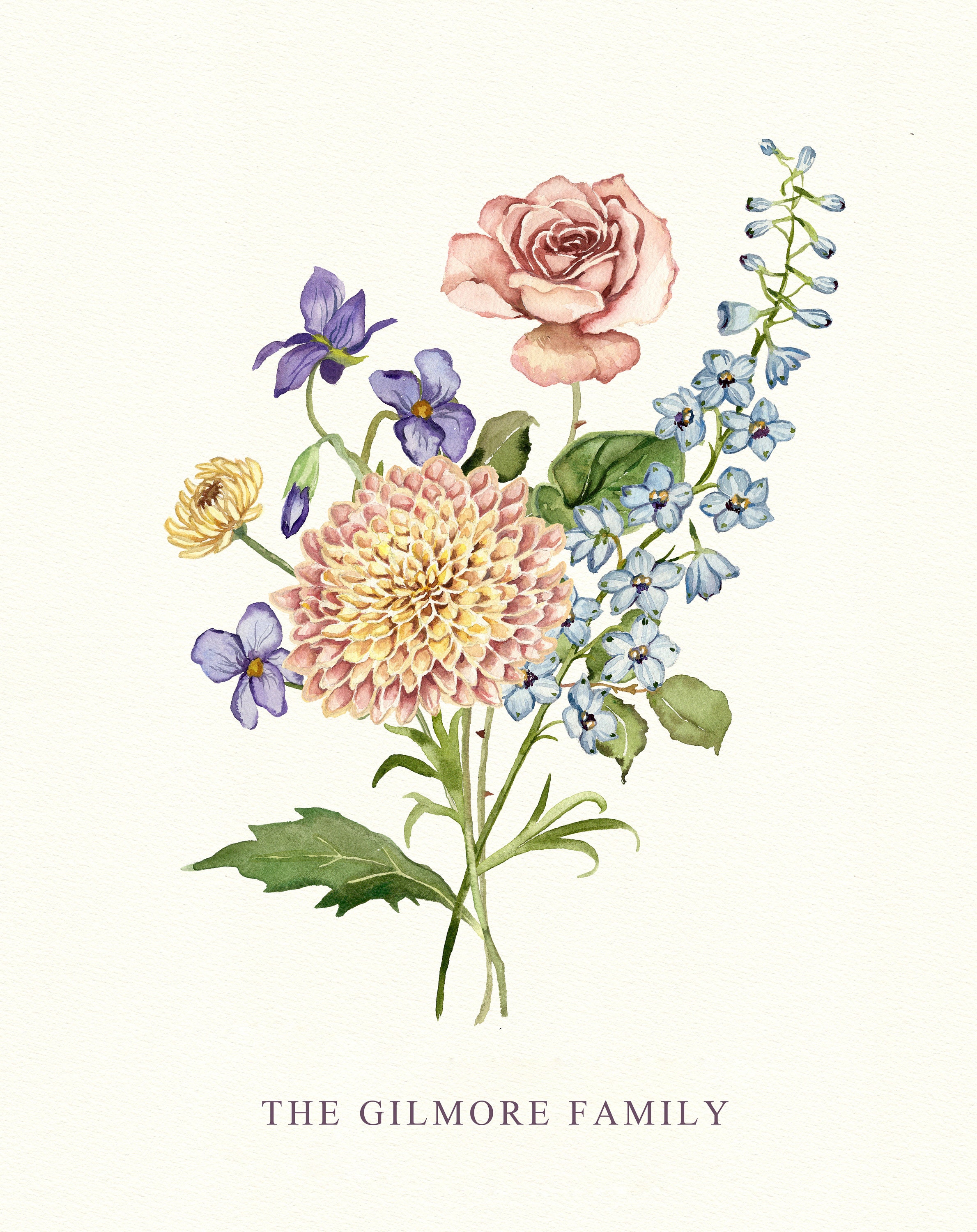 Birth Flower Family Bouquet Custom Digital Print Personalized - Etsy ...