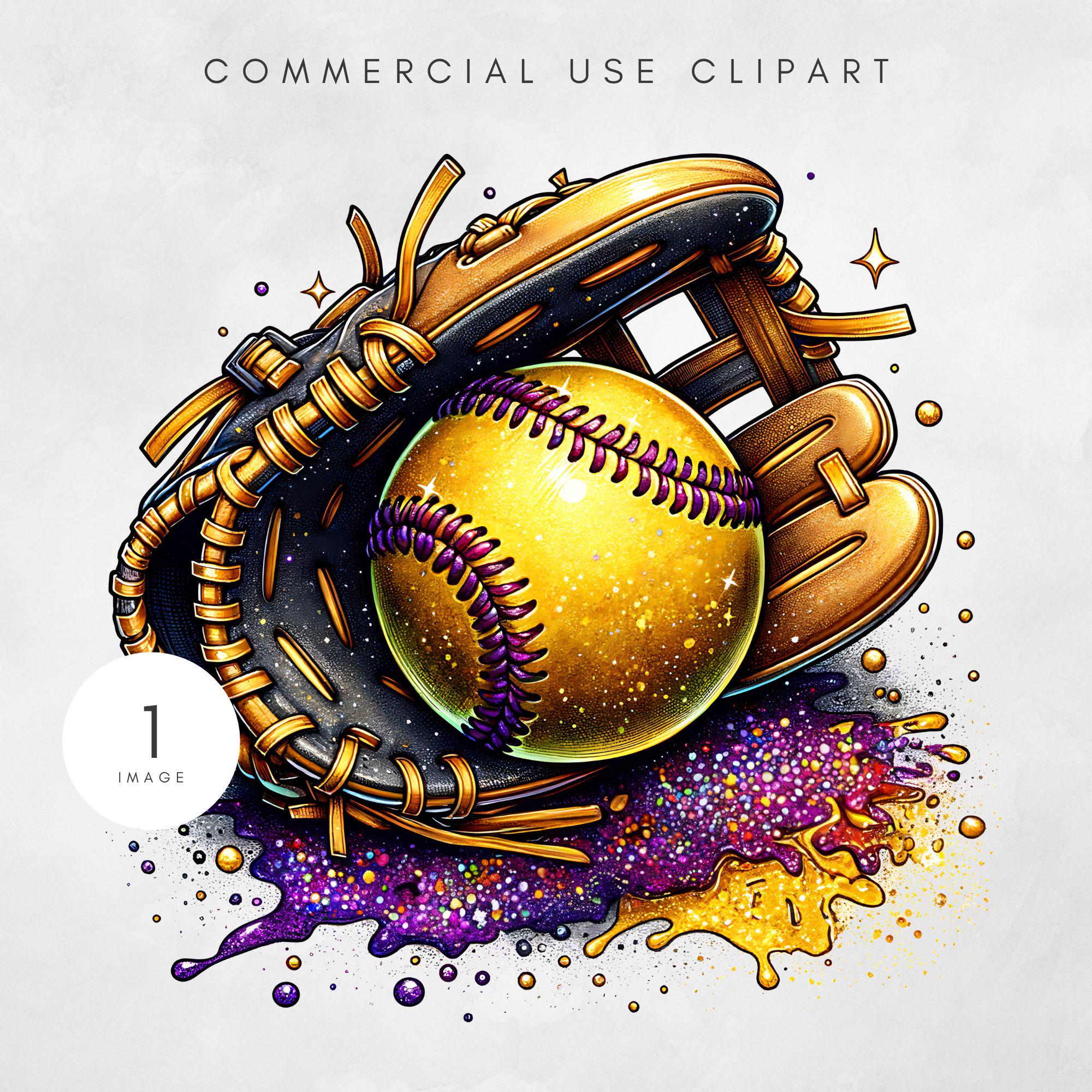 Purple and Gold Softball PNG Eye-catching Digital Art Perfect for ...