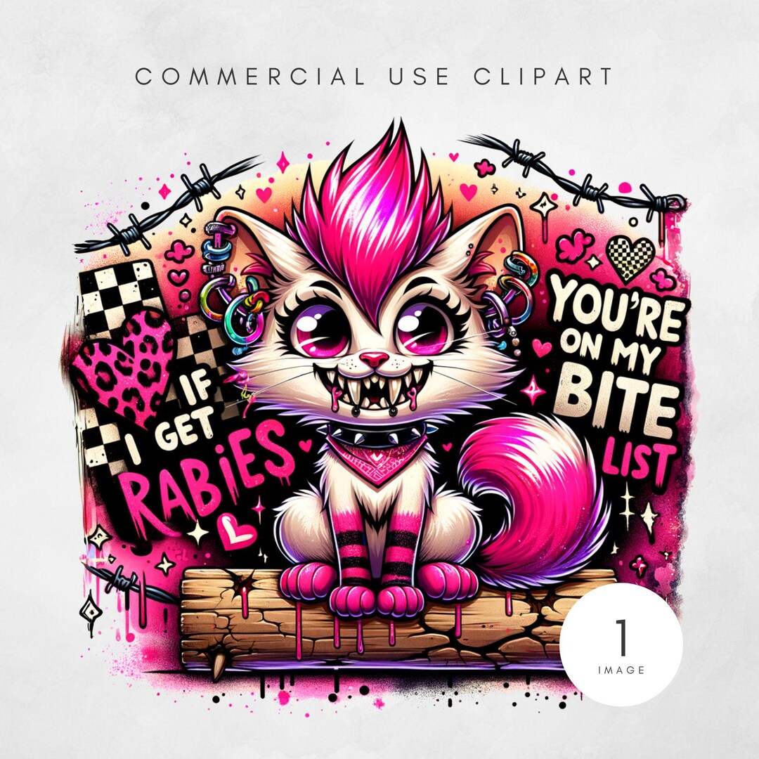 If I Ever Get Rabies Png Funny Quirky Cat Vintage Design Rabies Biting ...