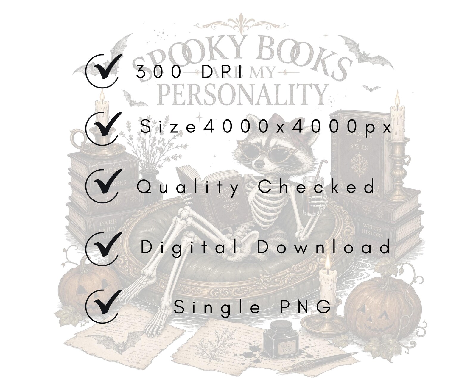 Spooky Books Are My Personality PNG, Cute Bookish Designs, Digital ...