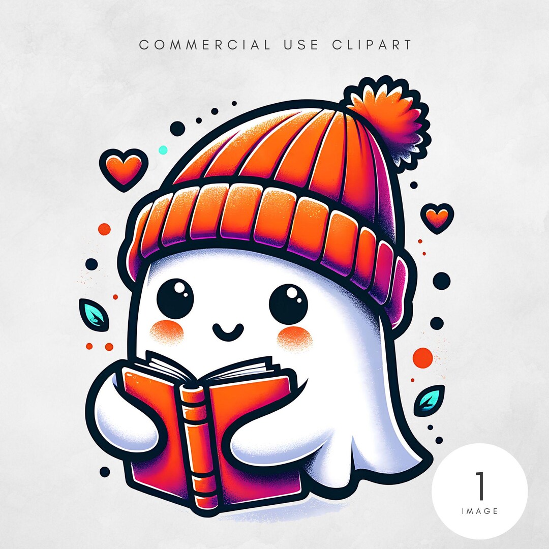Kawaii Bookish Ghost PNG Cartoon Reading Ghost Illustration Clip Art ...