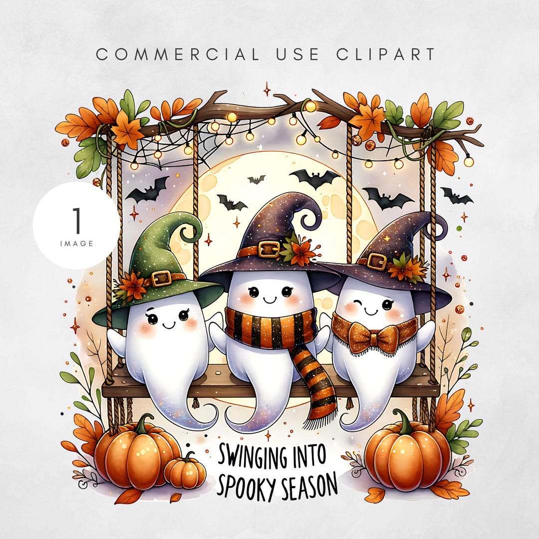 Ghost in Swing Png, Halloween Clipart, Digital Download, Spooky Art ...