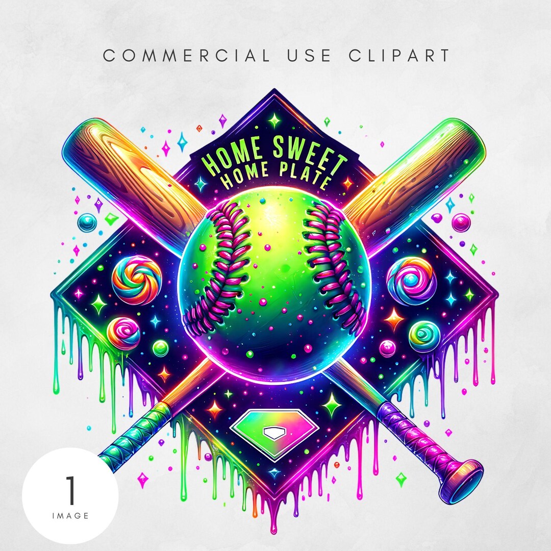 Baseball Home Plate Ice Cream Drip PNG Baseball Sports Team Digital ...