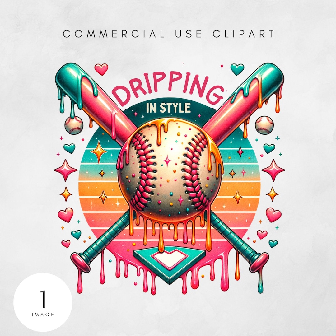 Baseball Home Plate Ice Cream Drip PNG Baseball Sports Team Digital ...