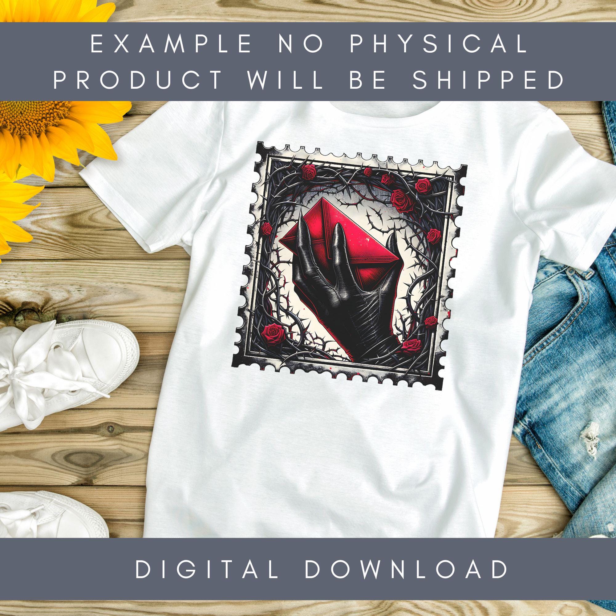 Vampire Gothic Postage Stamp PNG Dark Romance Red Envelope Clipart Hand ...