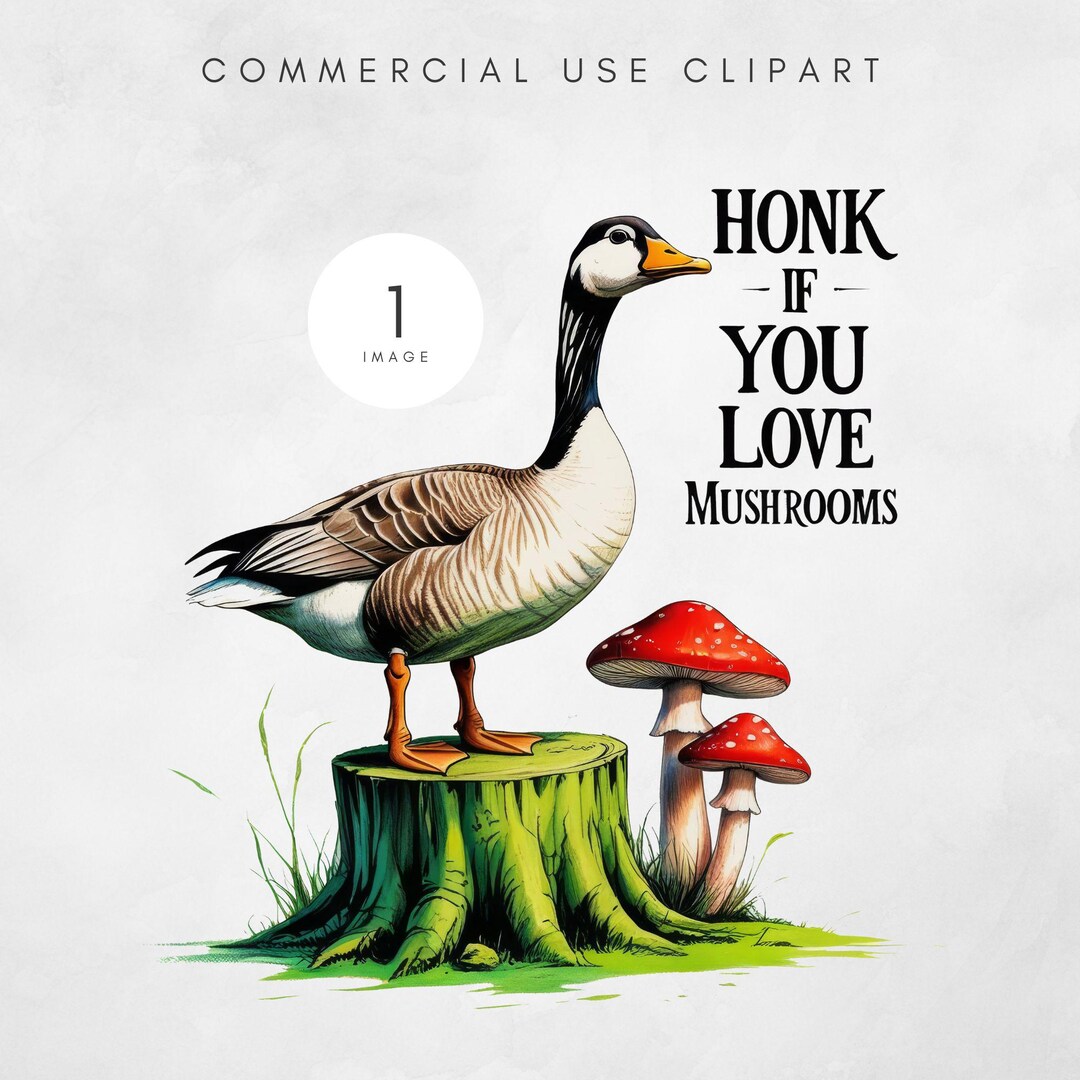 Boho Floral Goose PNG, Funny Mushrooms Design, Cute Goose Illustration ...