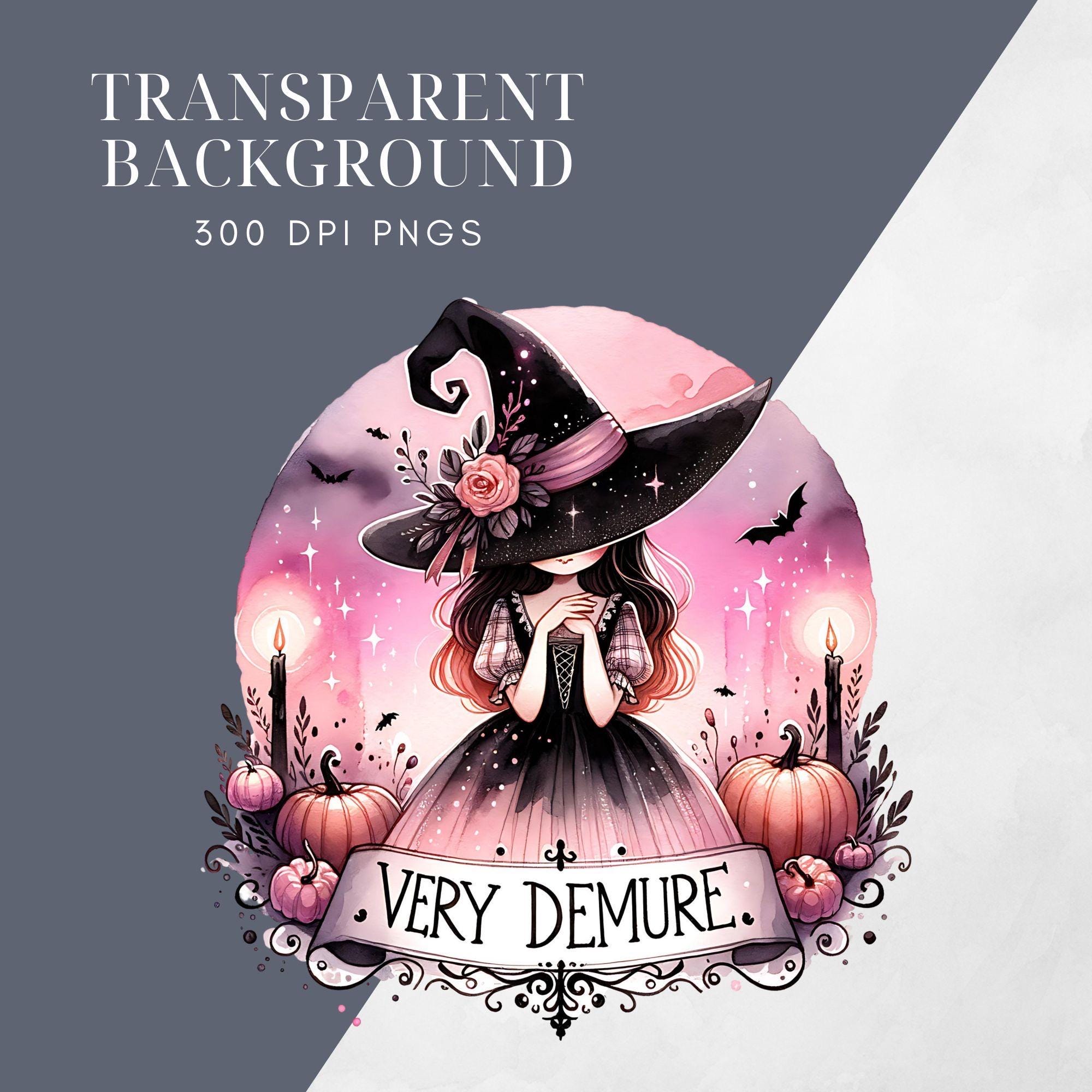 Very Demure Halloween PNG Sublimation File Pretty in Pink Witch Digital ...