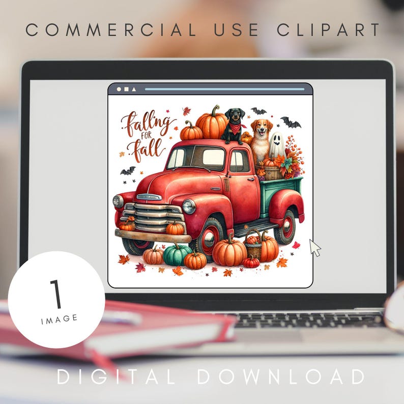 Little Red Truck Fall Png, Halloween Truck Dog PNG for Sublimation ...