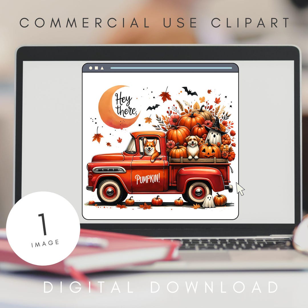 Little Red Truck Fall Png, Halloween Truck Dog PNG for Sublimation ...