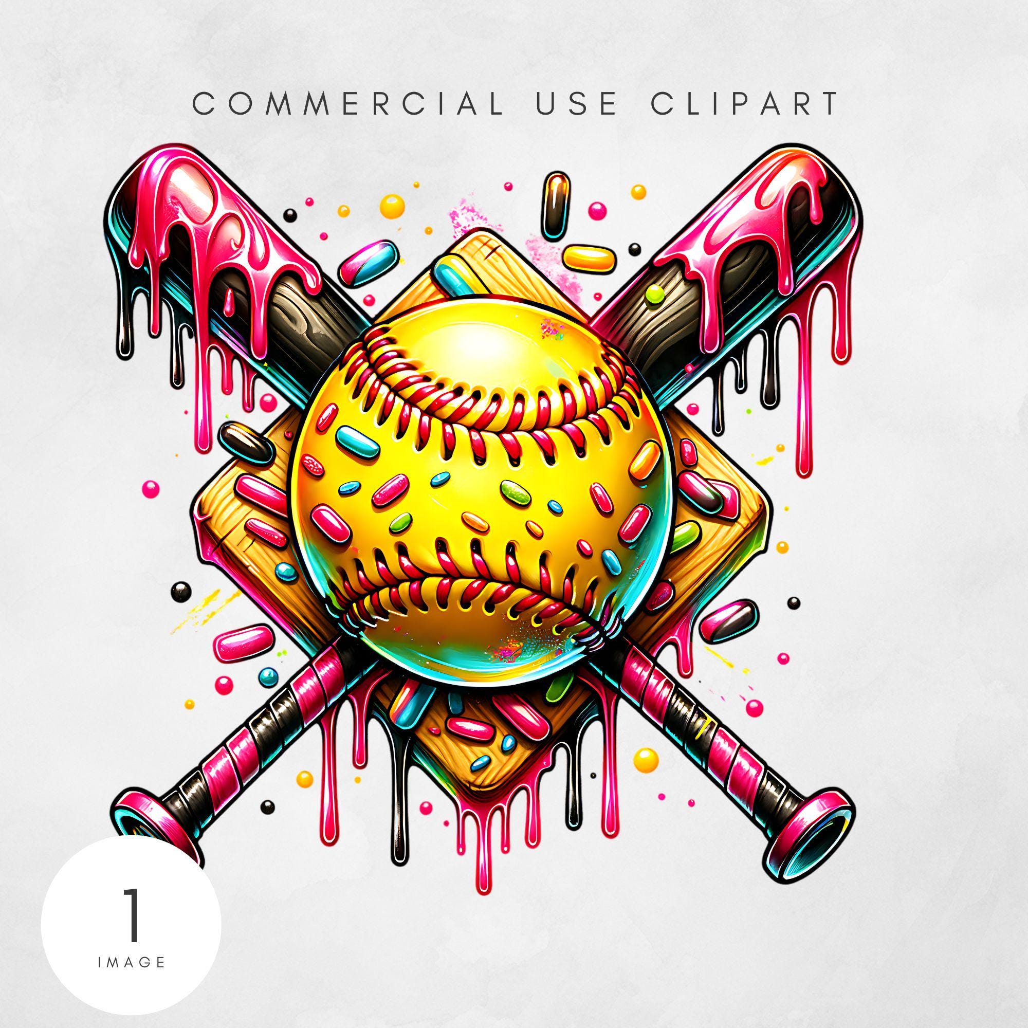 Softball Home Plate Ice Cream Drip PNG Softball Sports Team Digital ...
