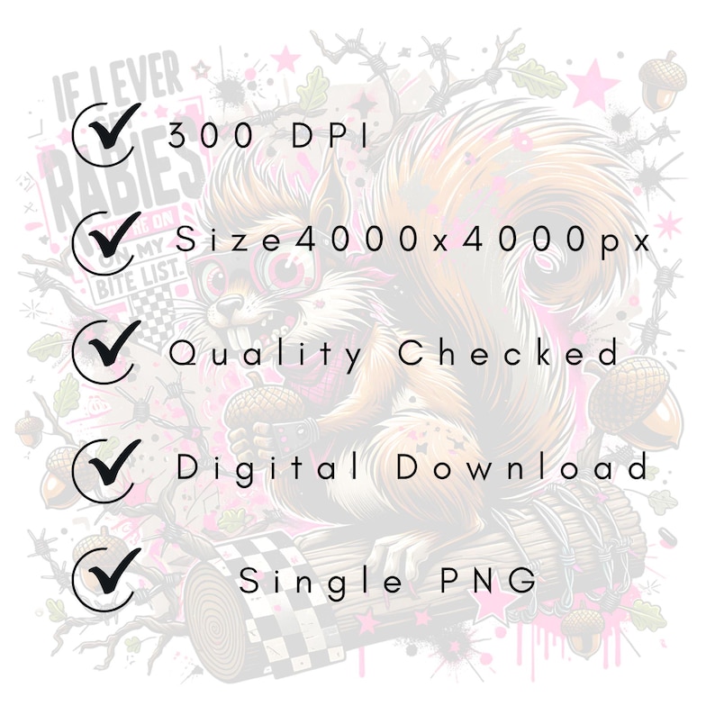 Funny Squirrel Rabies Bite List PNG, Vintage Sarcastic Design (digital ...
