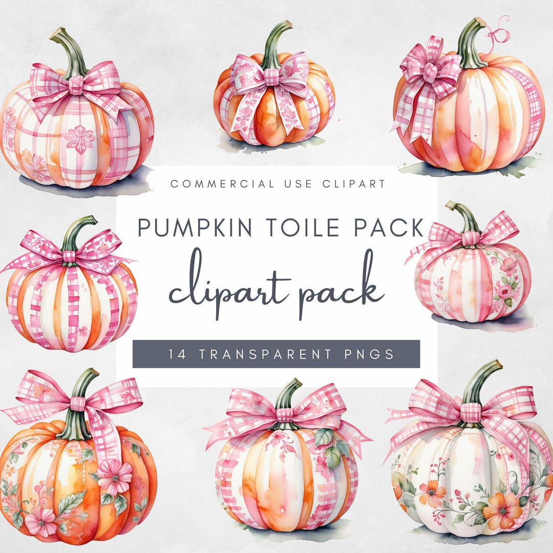 Pink Floral Pumpkin Coquette PNG Clipart, Watercolor Retro Toile ...