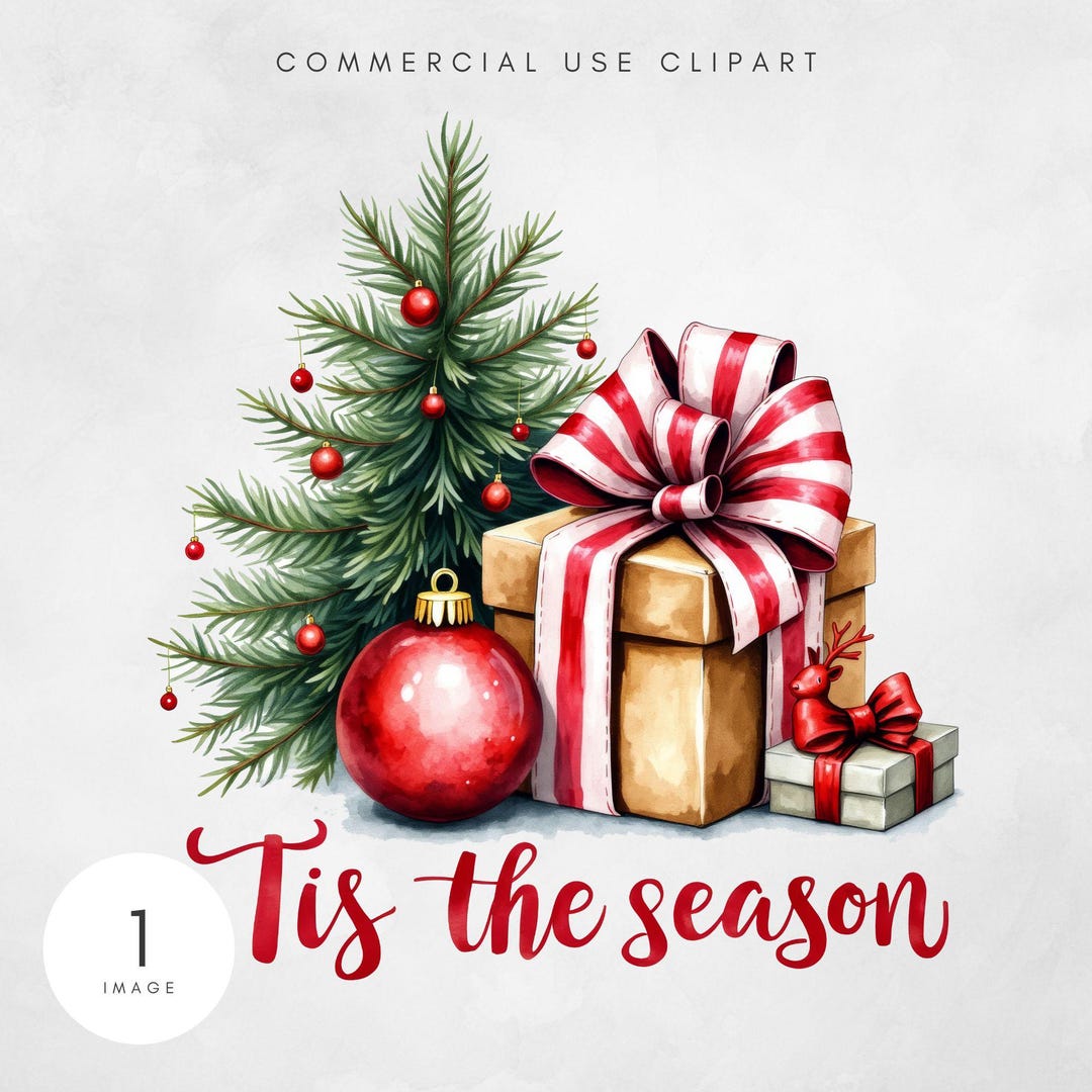 Retro Christmas Png, Tis the Season Png, Santa Claus Png, Watercolor ...