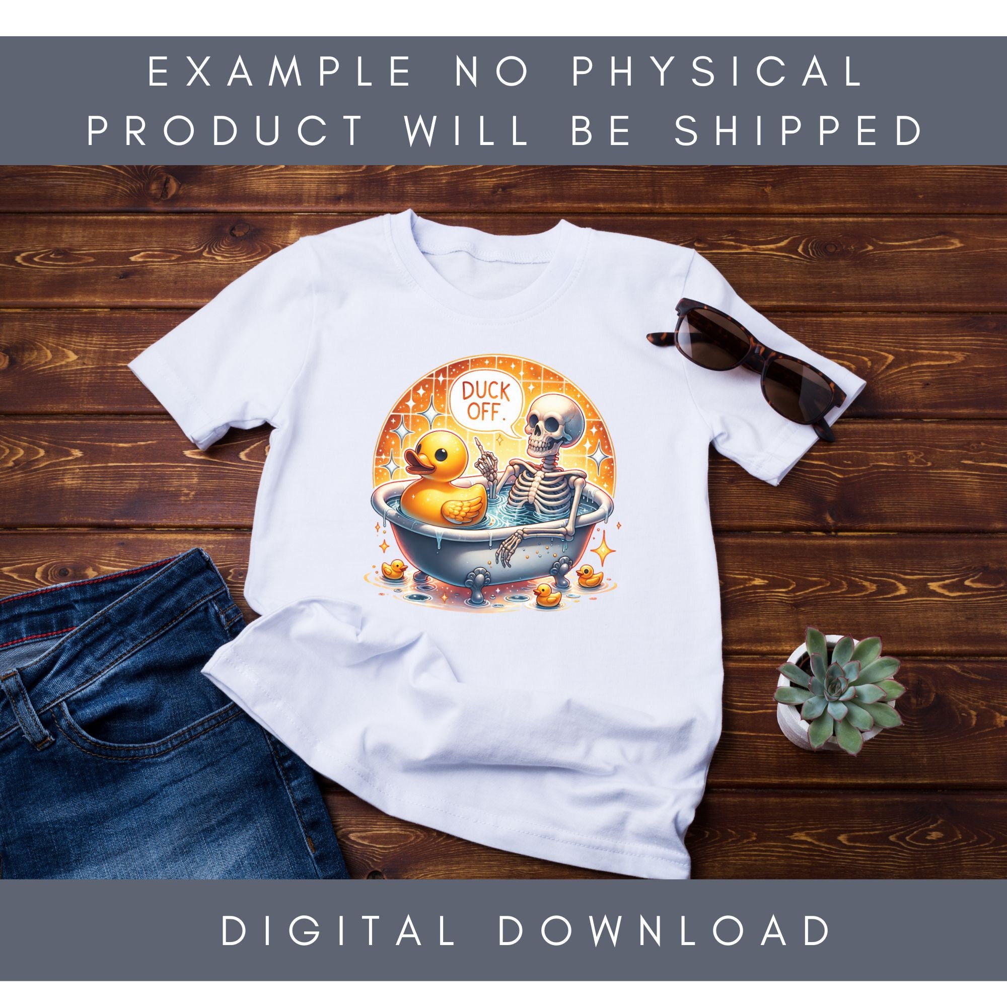 Duck off PNG, Funny Rubber Duck Clipart, Sassy Cute Duck Skeleton ...