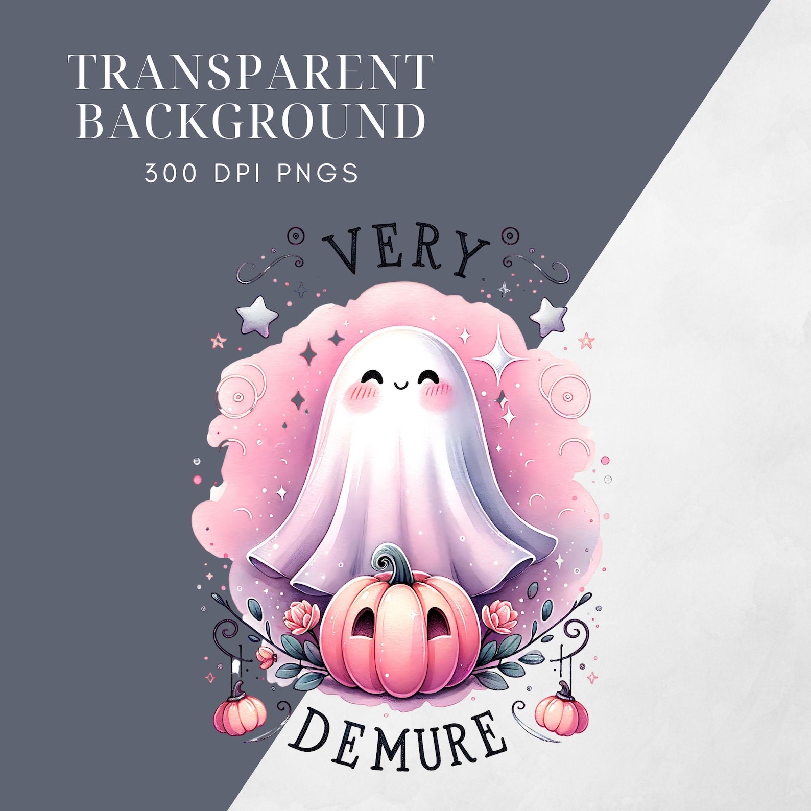 Very Demure Halloween PNG Sublimation File Pretty in Pink Ghost Digital ...