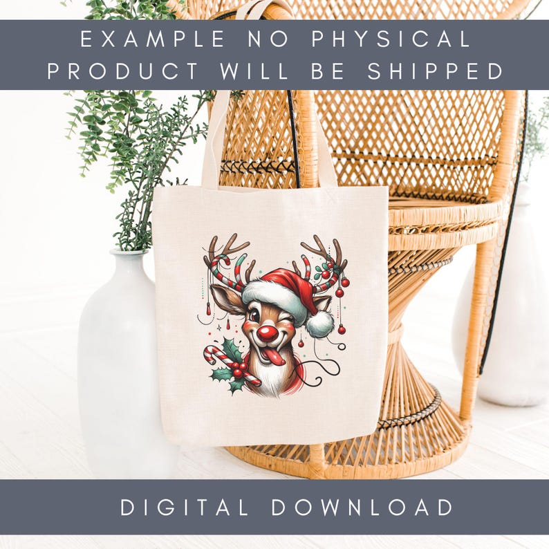 Watercolor Quirky Reindeer PNG Funny Winking Xmas Reindeer PNG Cartoon ...