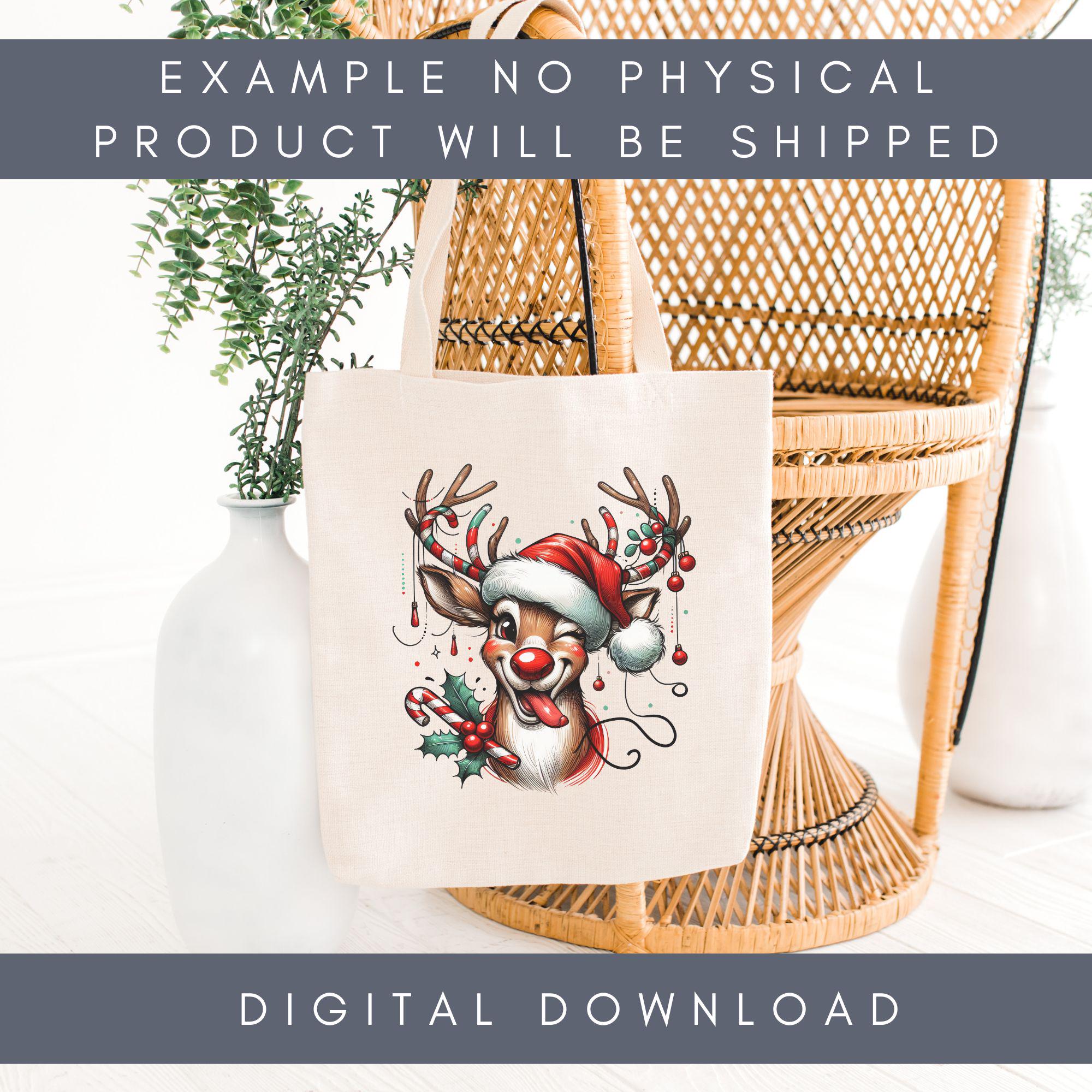 Watercolor Quirky Reindeer PNG Funny Winking Xmas Reindeer PNG Cartoon ...