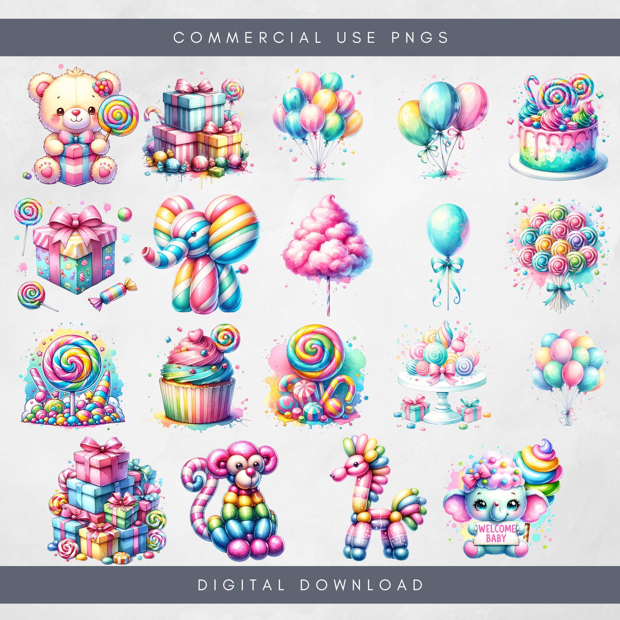 Candy-themed Elements Bundle PNG Clipart Bright and Fun Images ...