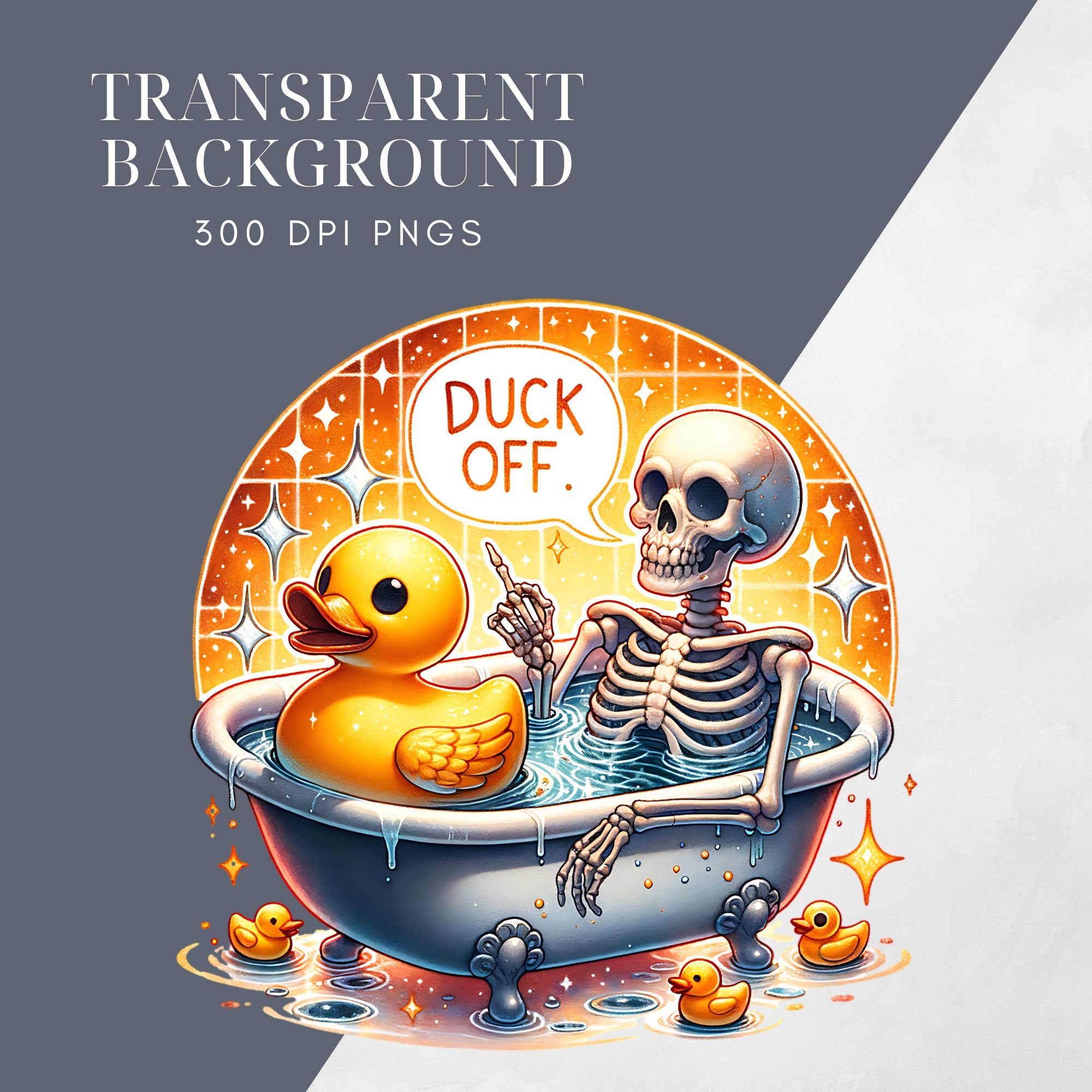 Duck off PNG, Funny Rubber Duck Clipart, Sassy Cute Duck Skeleton ...