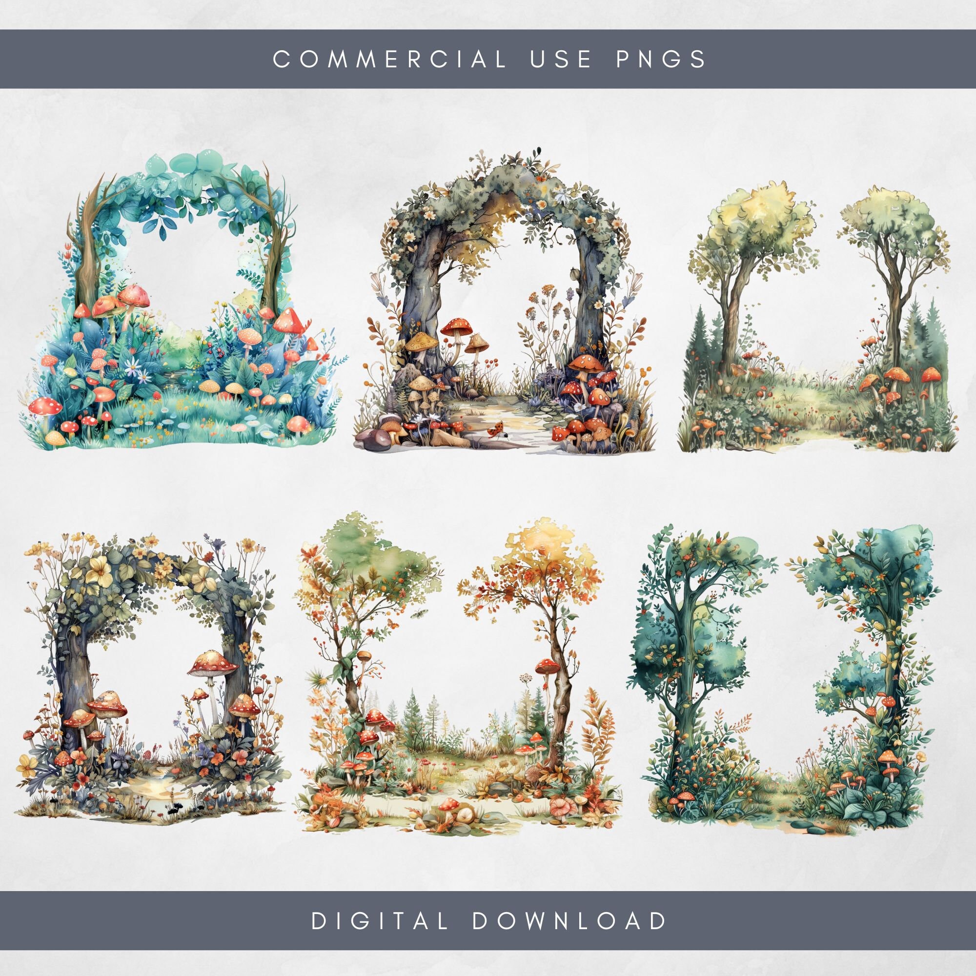 Enchanted Forest Frames PNG Enchanted Mushrooms Clipart Frames ...