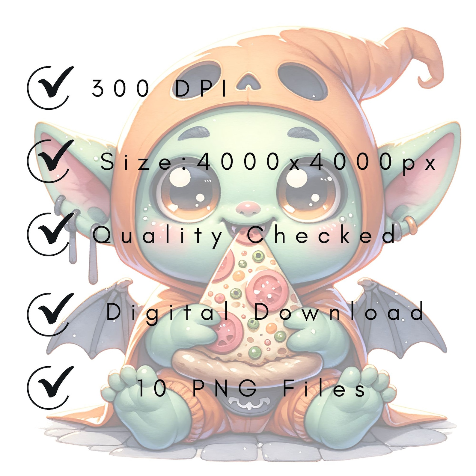 Cute Goblin PNG Kawaii Green Goblin Digital Design for Kids Halloween ...