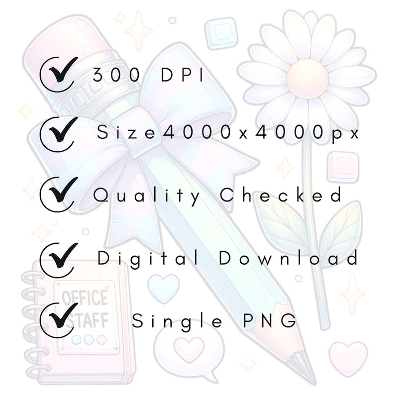 Office Staff Pencil Bow Png Bright Pastel Preppy Front Office ...