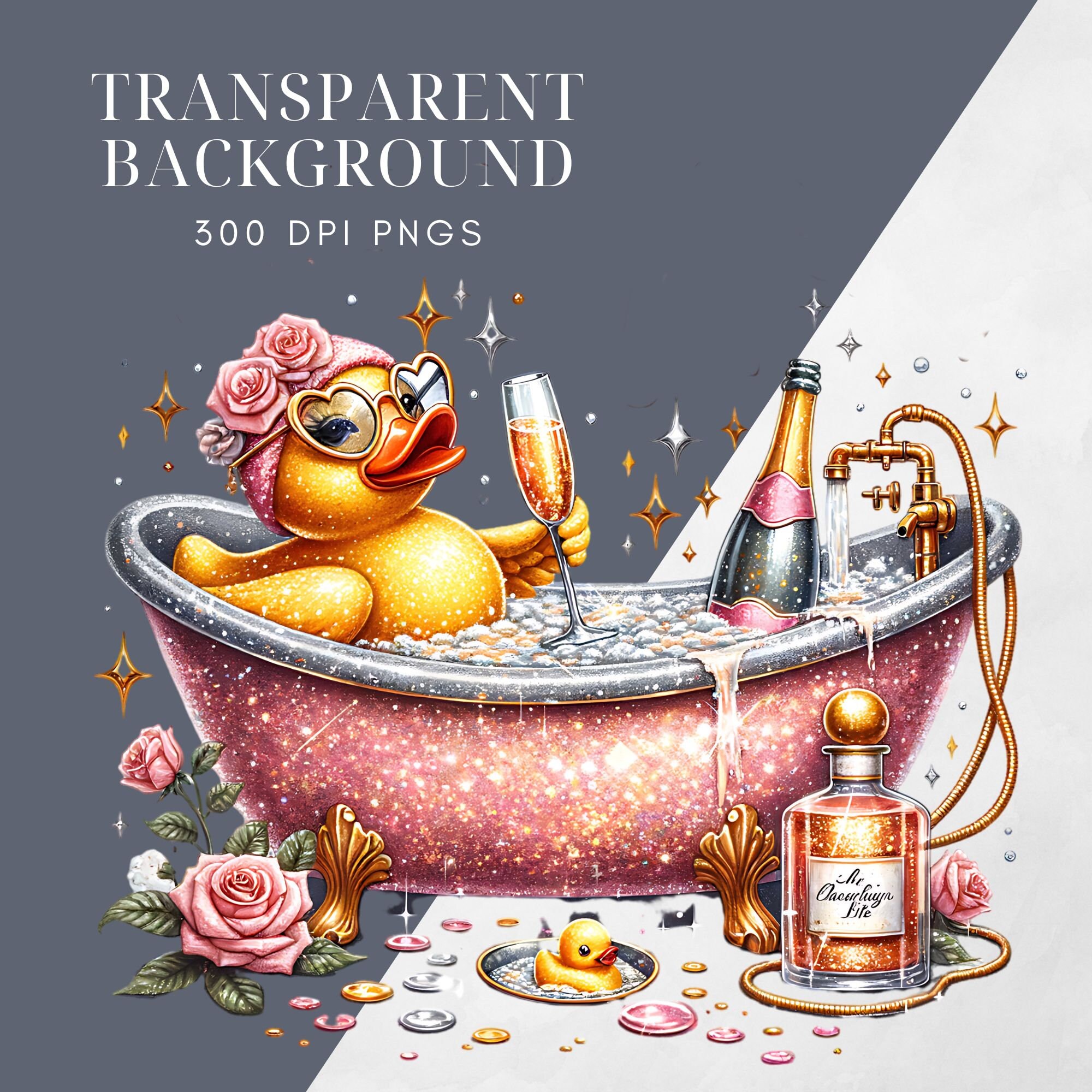 Fancy Rubber Duck PNG, Funny Rubber Duck Clipart, Sassy Cute Duck ...