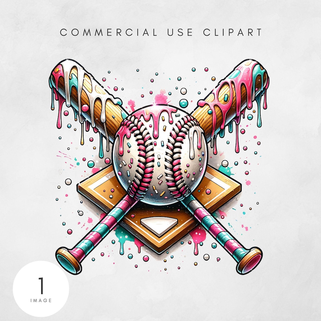 Baseball Home Plate Ice Cream Drip PNG Baseball Sports Team Digital ...