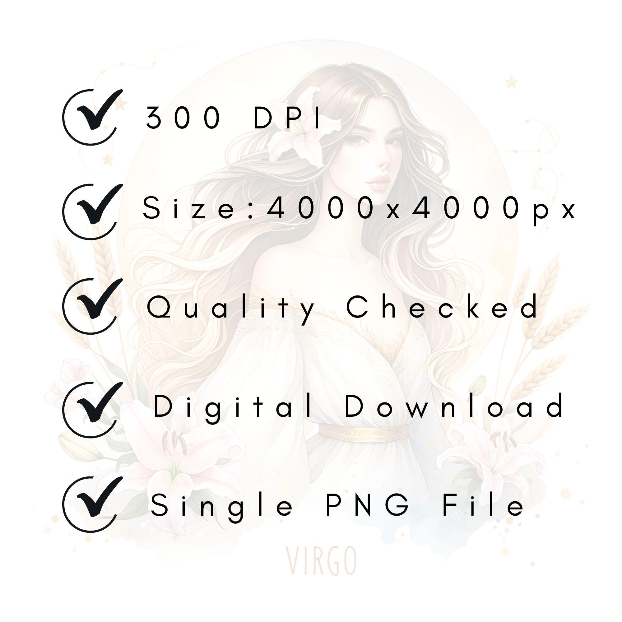 Virgo Zodiac PNG Astrology Clipart File Virgo Sublimation Design ...