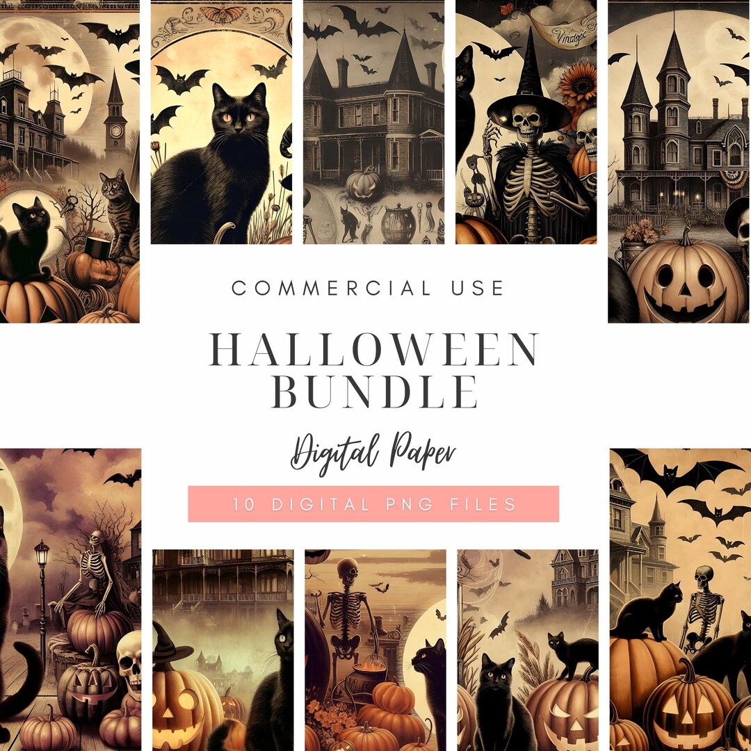Vintage Halloween Digital Paper Scrapbooking Digital Papers Happy ...
